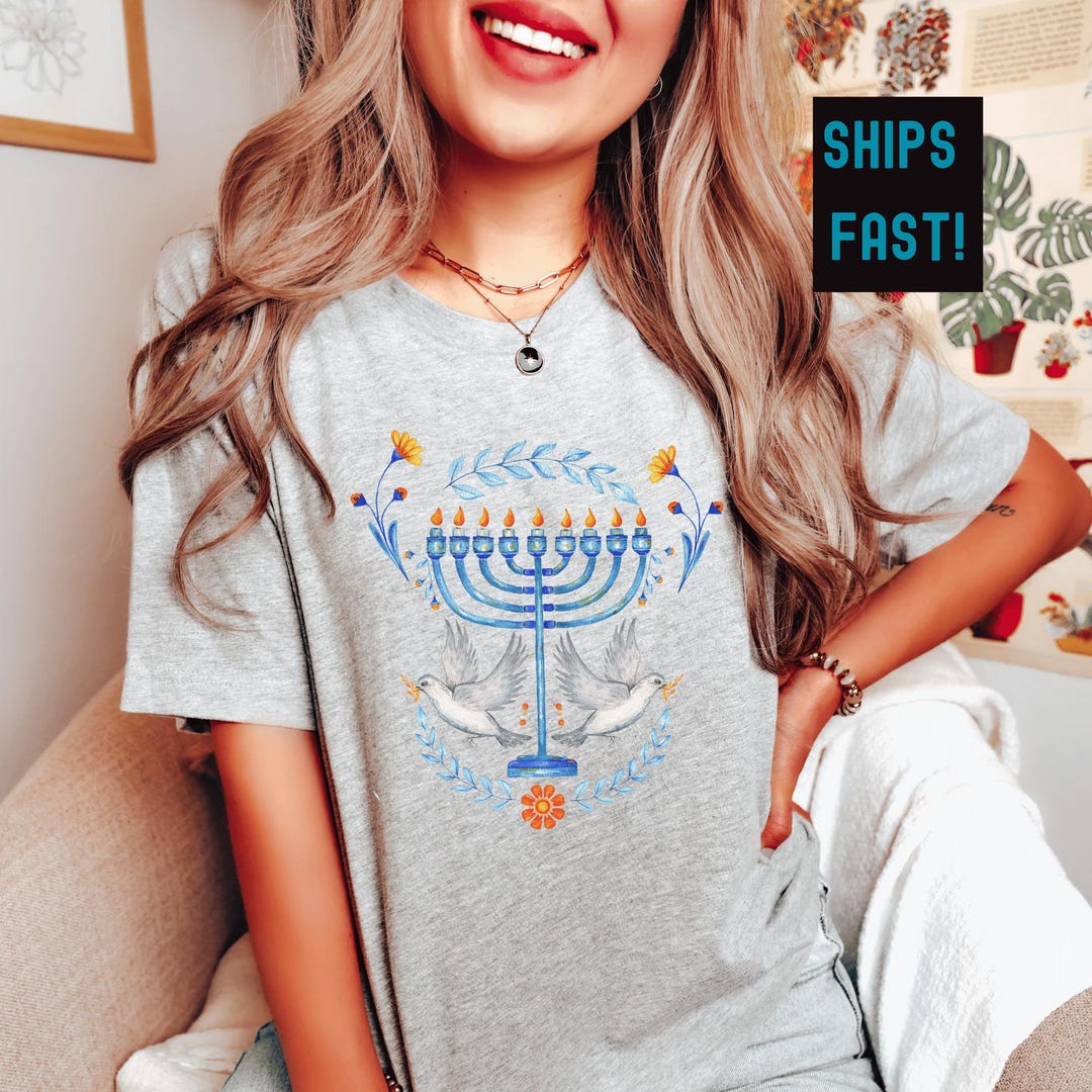 Hanukkah Shirt Family Matching Gift With Menorah in Adult Youth Toddler ...