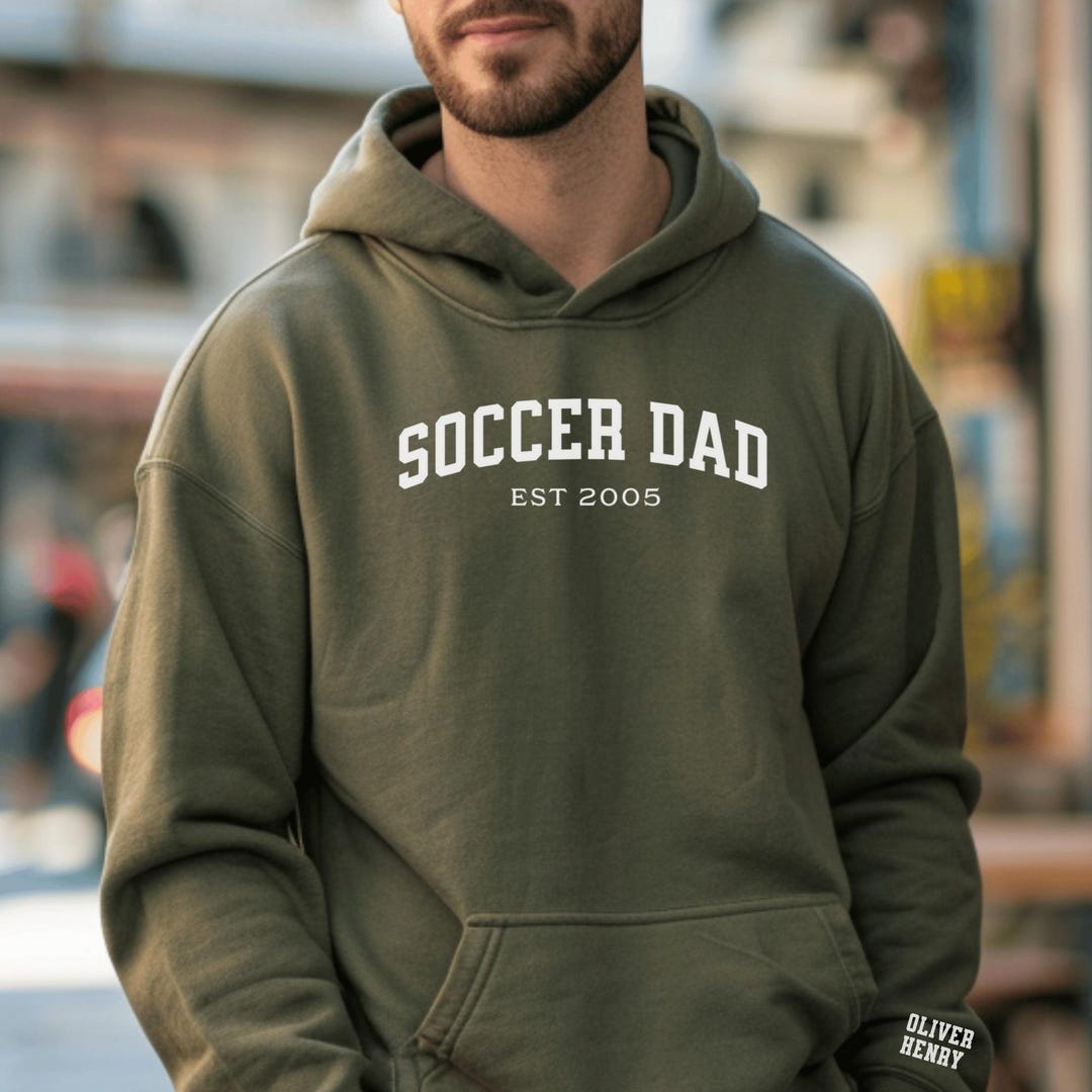 Custom Soccer Dad Shirt With Kids Names Est Year on Sleeve, Dad Hoodie ...