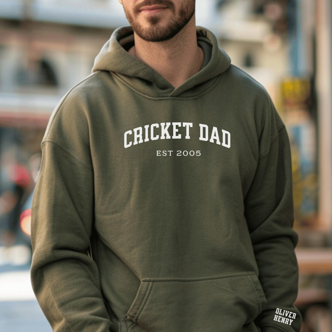 Custom Cricket Dad Shirt Kids Names and Est Date, Dad Hoodie Gift for ...