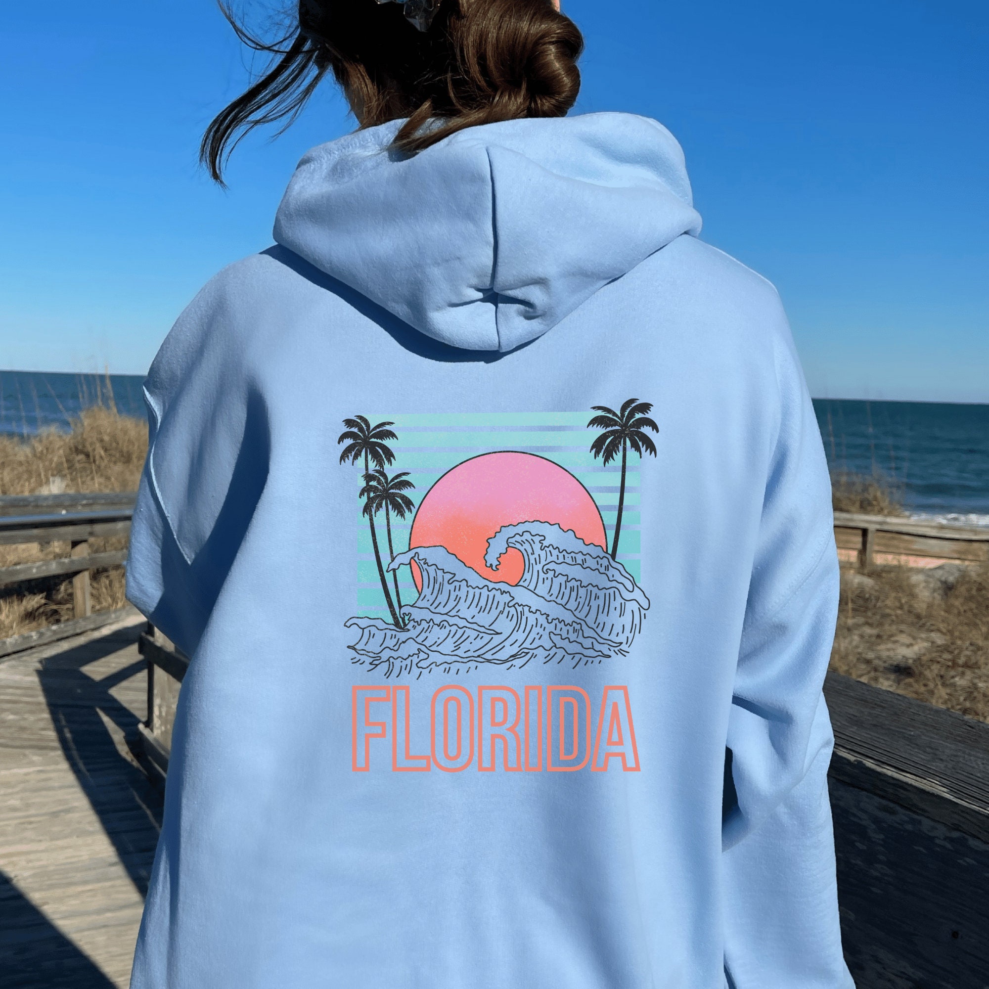 Florida Beach Hoodie Front Back Design Gift for Her, FL Beach Hoodie ...