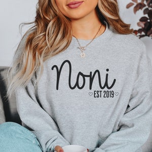 Custom Noni Sweatshirt Grandkids Names on Sleeve Est. Date Personalized ...