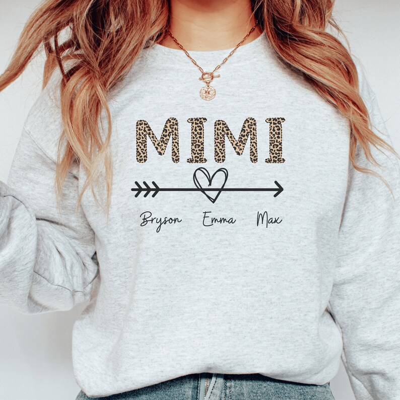 Mimi Sweatshirt Personalized With Names Custom Mimi Sweatshirt Leopard ...