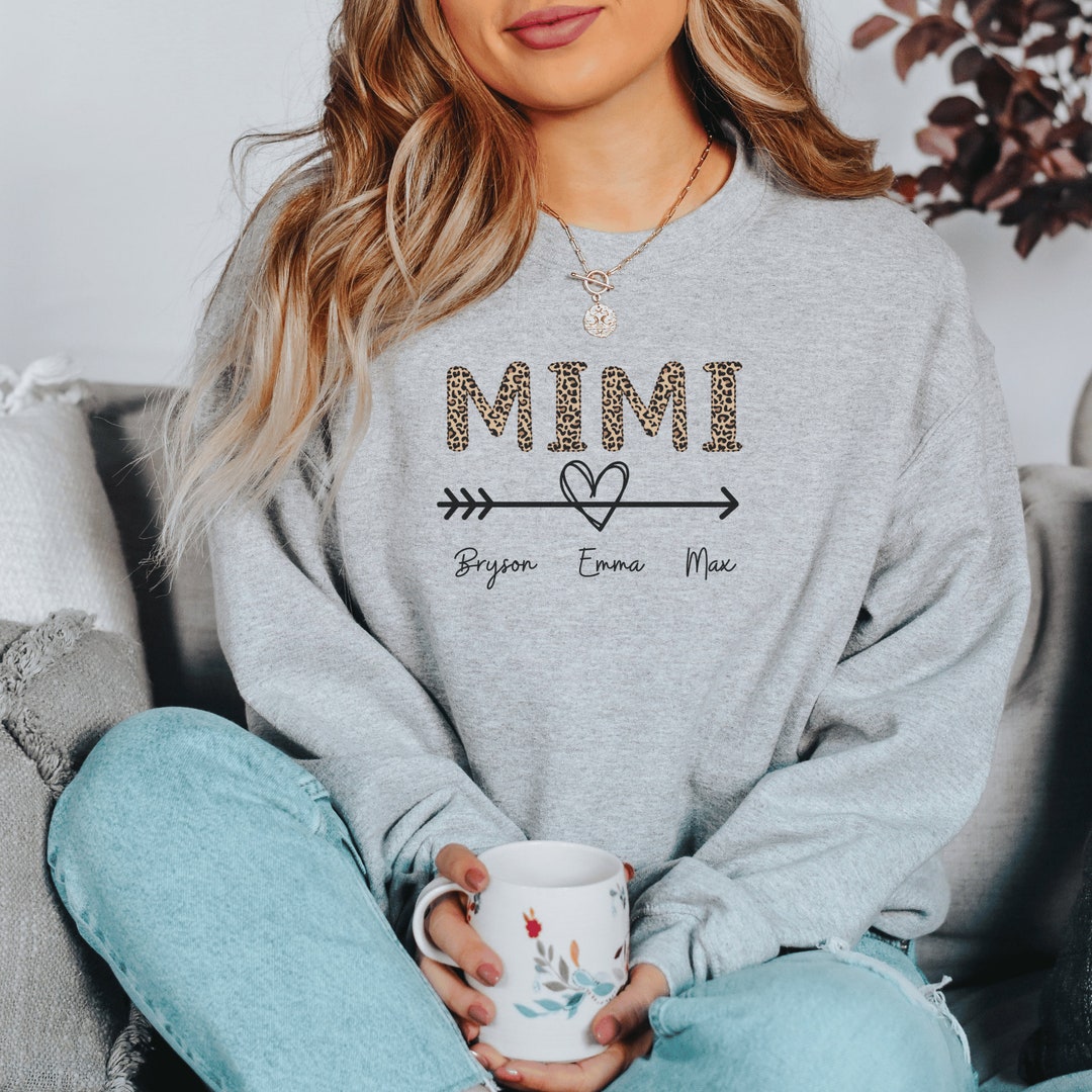 Mimi Sweatshirt Personalized With Names Custom Mimi Sweatshirt Leopard ...