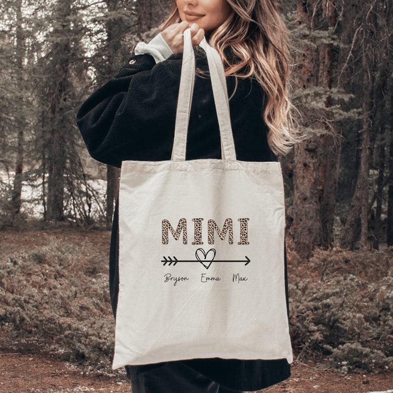 Mimi Tote Bag Personalized Gift for Mimi Gift Custom With Grandkids ...