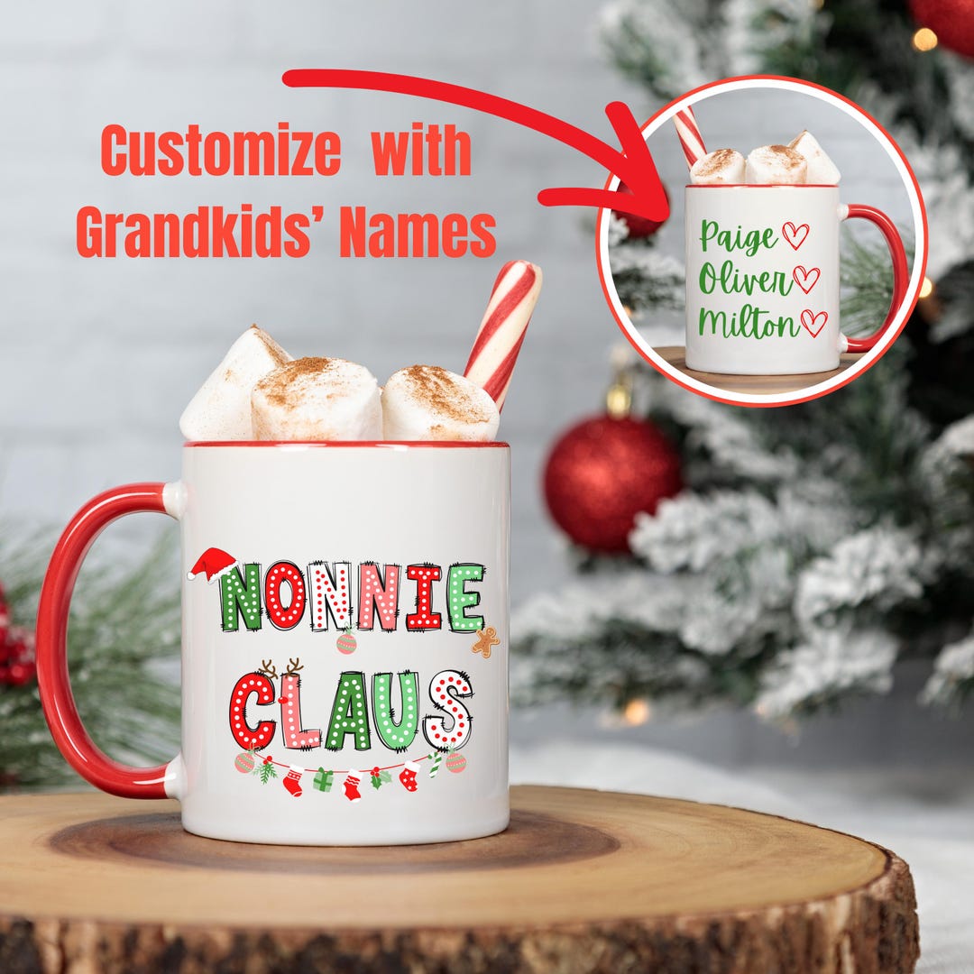 Custom Nonnie Mug Gift for Christmas Personalized With Grandkids Names ...