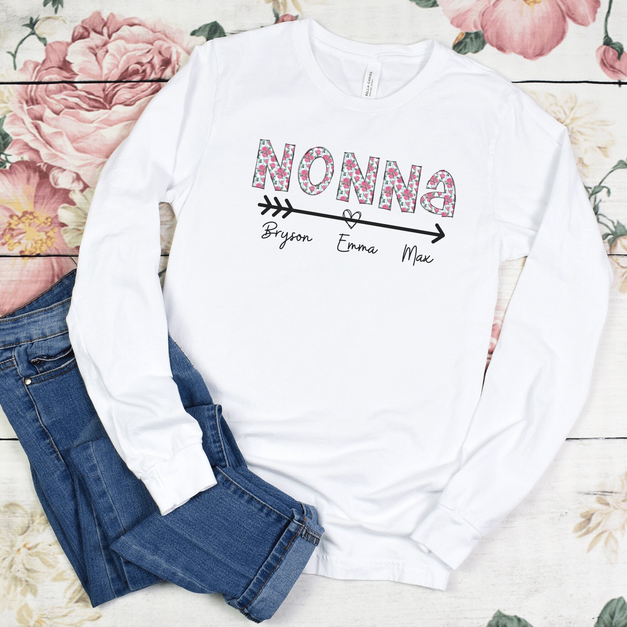 Nonna Long Sleeve Shirt Custom Grandkids Names Personalized Nonna Gifts ...