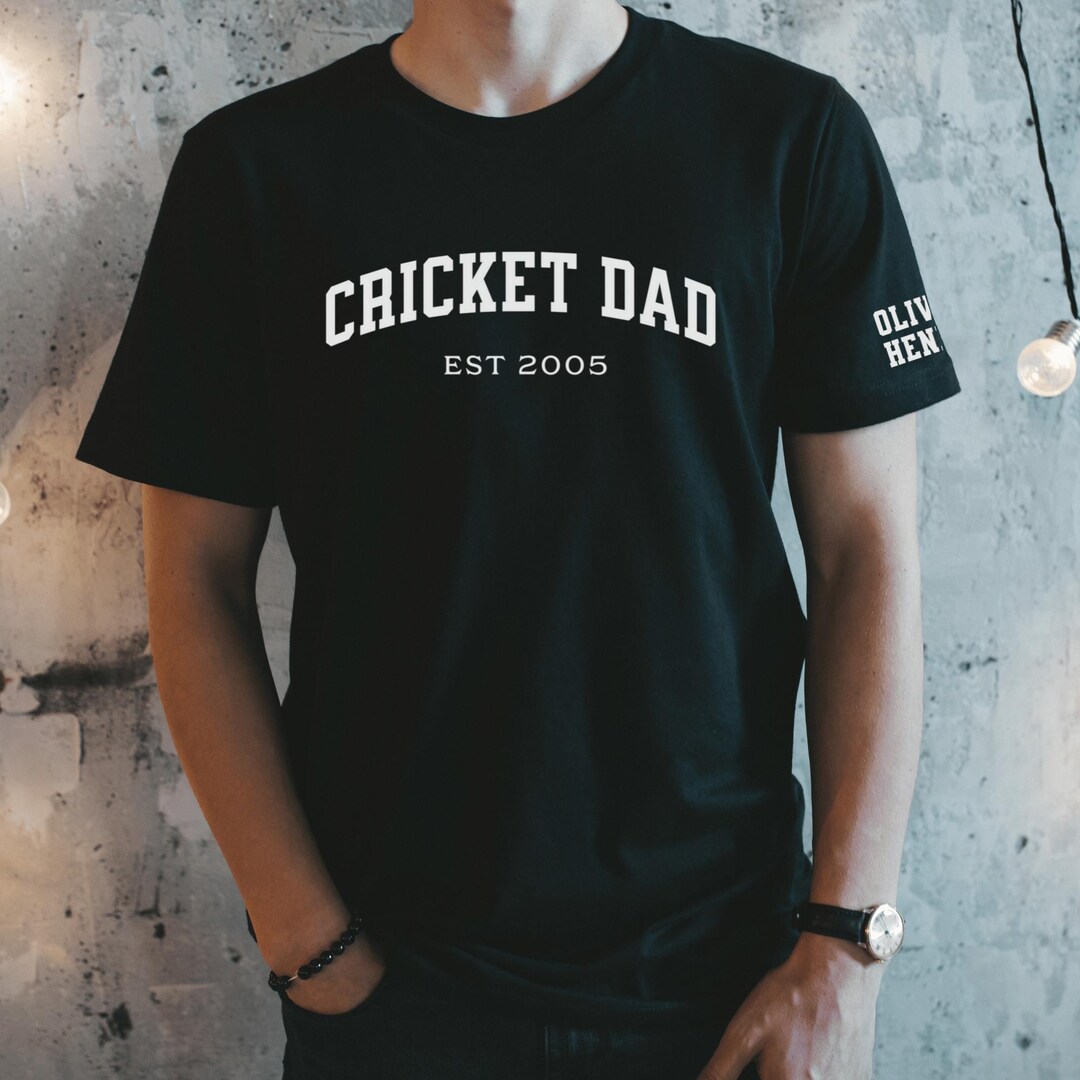 Custom Cricket Dad Shirt With Kids Names on Sleeve and Est Date, Dad ...