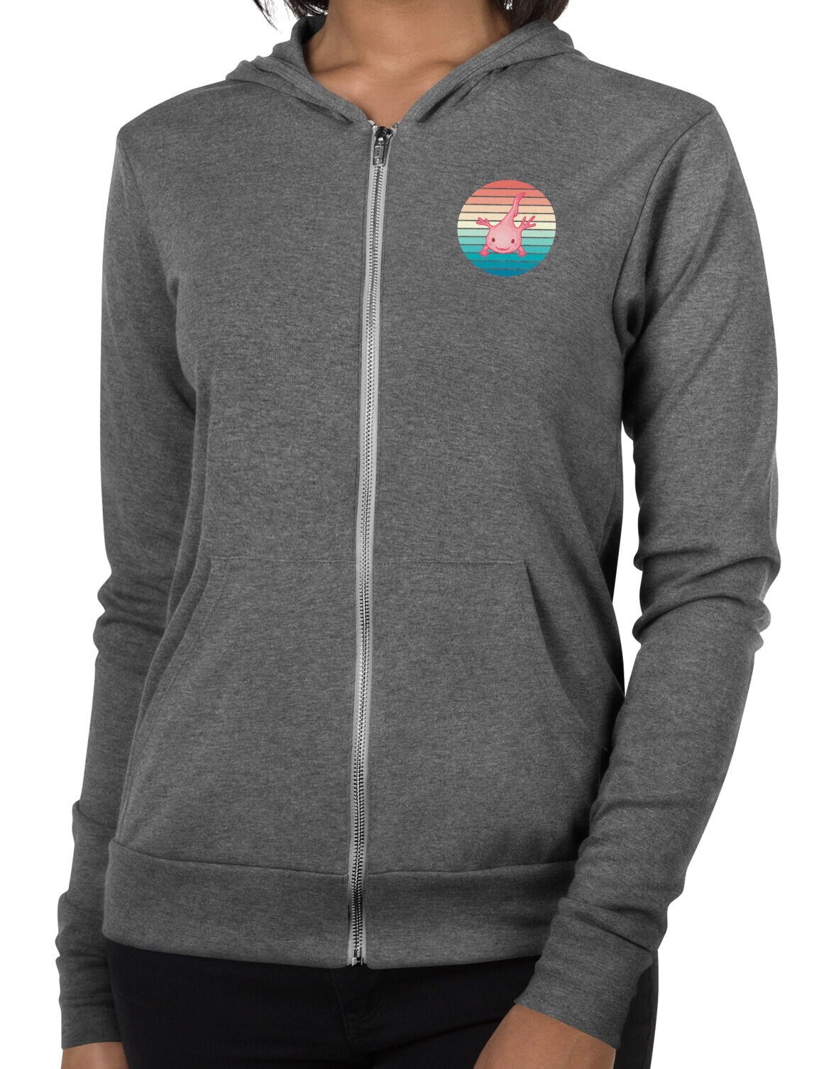 Cute Axolotl Sunset Zip up Hoodie, Axolotl Sweatshirt, Womens Sweatshirt, Axolotl Lover Gift ...