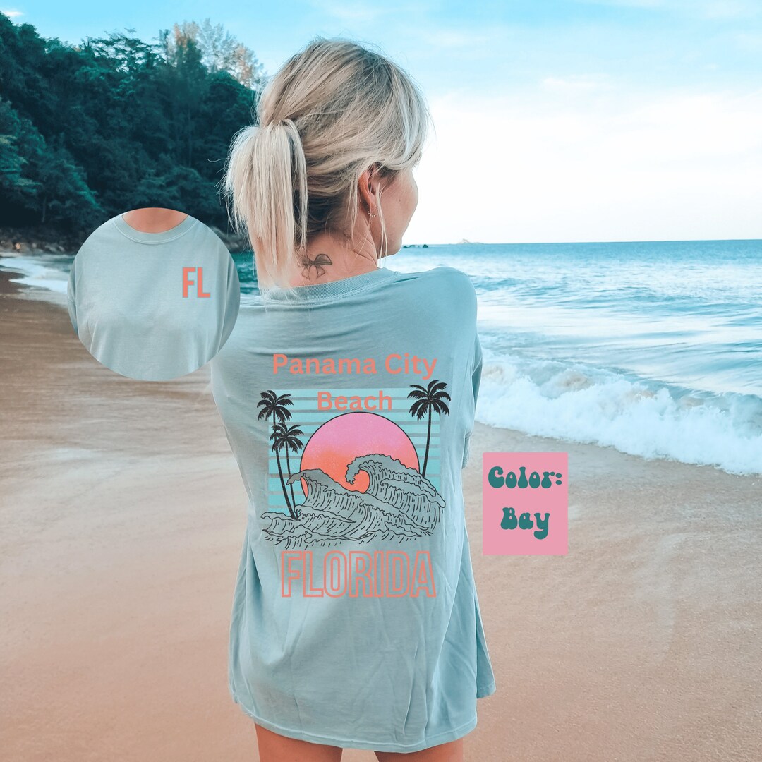 Panama City Beach Shirt Comfort Colors Front Pocket Back Design Florida ...
