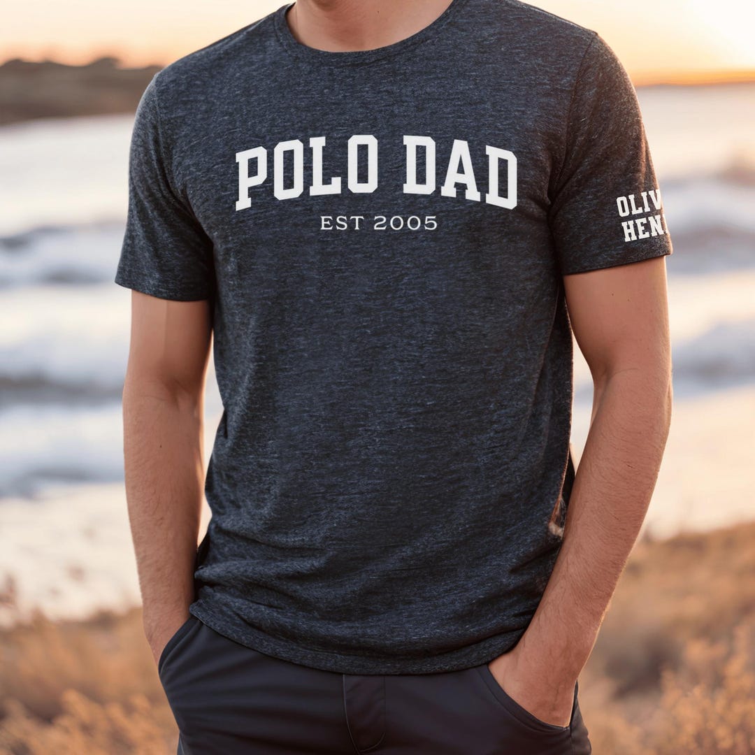 Custom Polo Dad Shirt With Kids Names on Sleeve and Est Date, Dad Shirt ...
