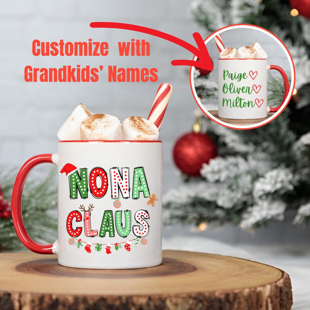 Custom Nona Mug Gift for Christmas Personalized With Grandkids Names ...