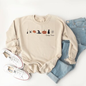 Women's Spooky Season Halloween Sweatshirt Halloween Collage Sweatshirt ...