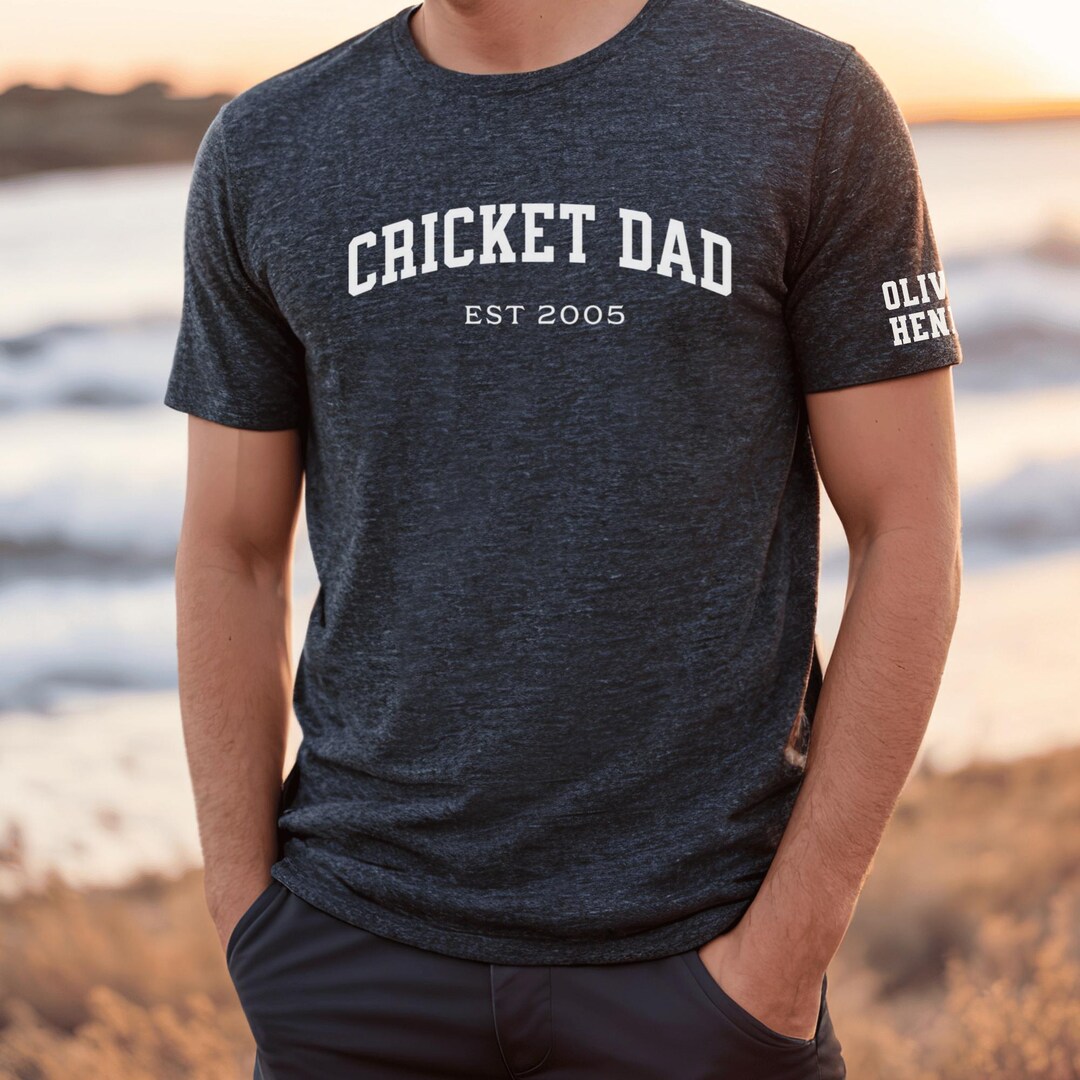 Custom Cricket Dad Shirt With Kids Names on Sleeve and Est Date, Dad ...
