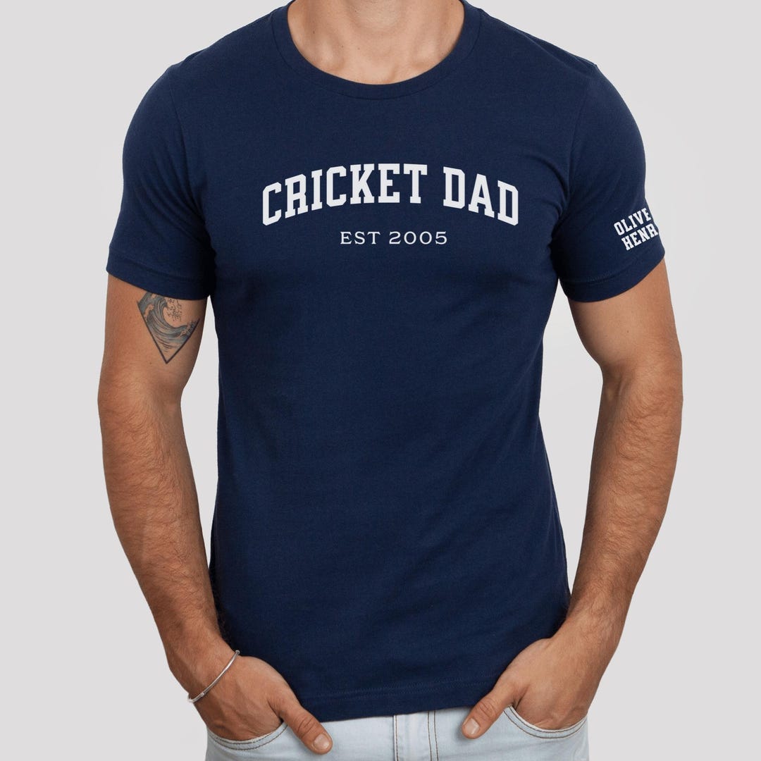 Custom Cricket Dad Shirt With Kids Names on Sleeve and Est Date, Dad ...