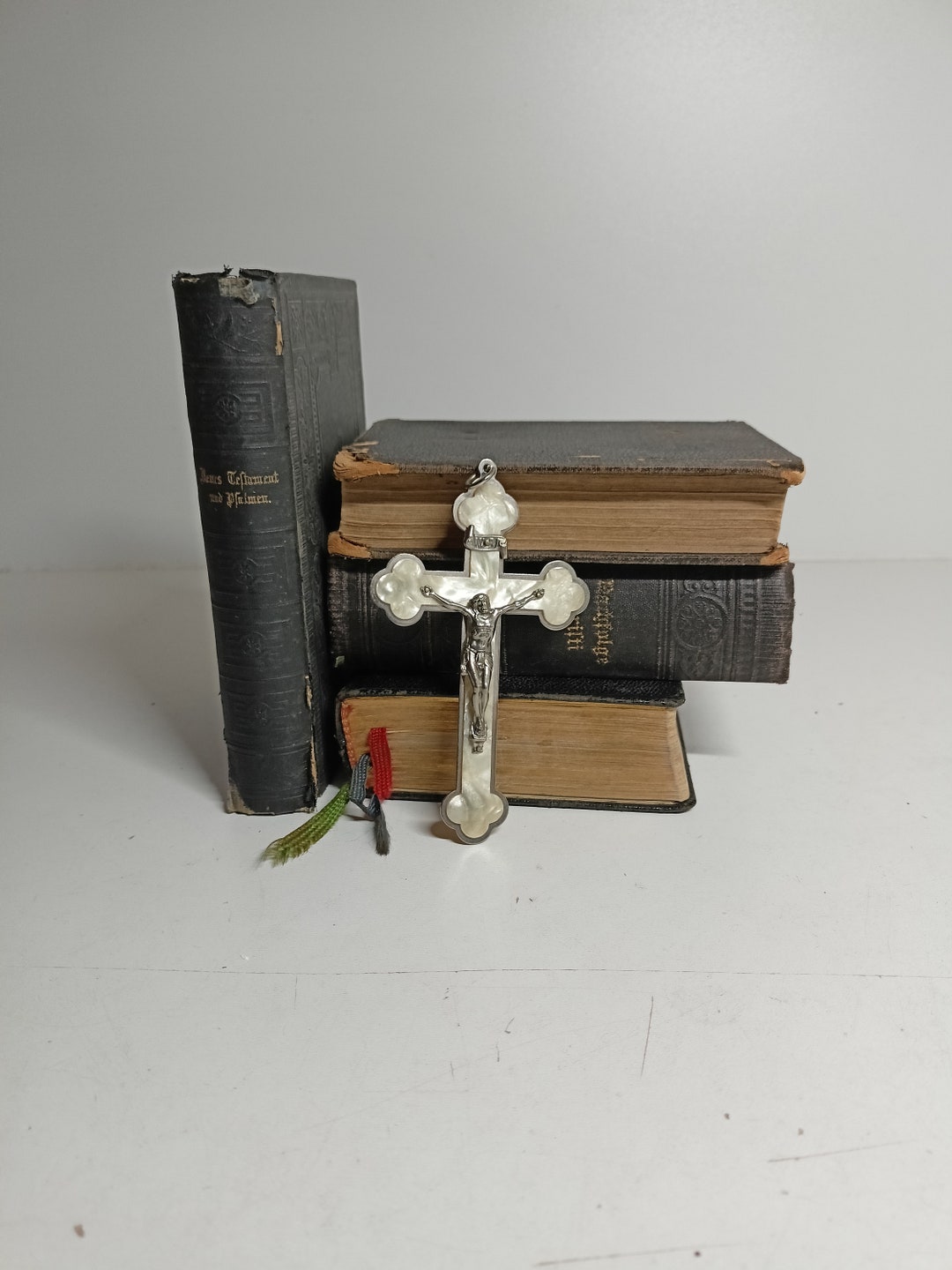 Jesus Cross INRI Sign Crucifix Old Vintage Mother of Pearl Metal Cross ...