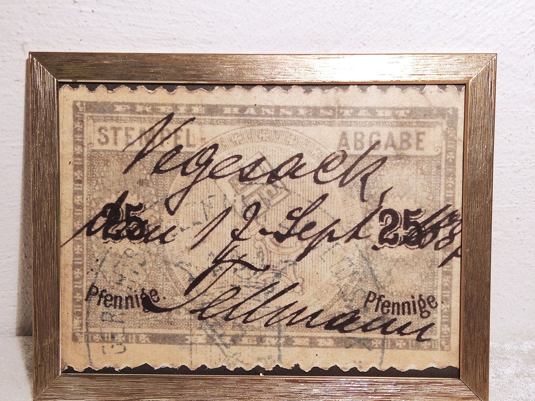 Antique Danish Frame, Danish Design, Antique Stamp Picture in Frame ...