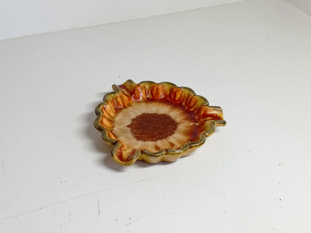 Ashtray Ascher Elsterwerda Ceramic Sunflower Hand-painted Handmade ...