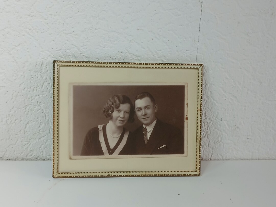 Antique Danish Frame, Antique Picture Couple, Metal Frame Flat Glass ...