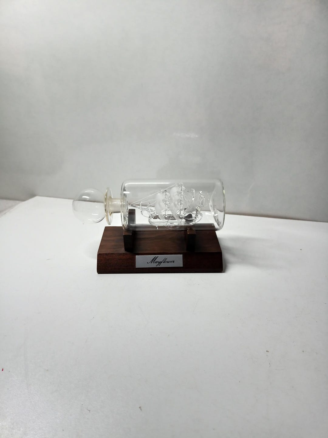 Mayflower Glass Ship in a Bottle Vintage Glass Art in a Bottle, Perfect ...