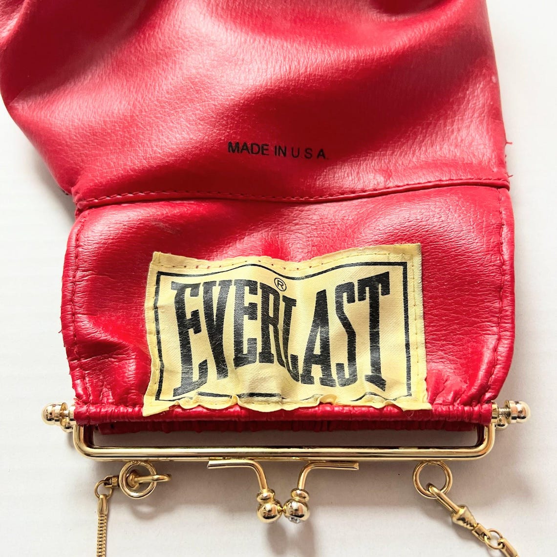 Upcycled Boxing Bag Vintage Glove With Short Gold Chain - Etsy