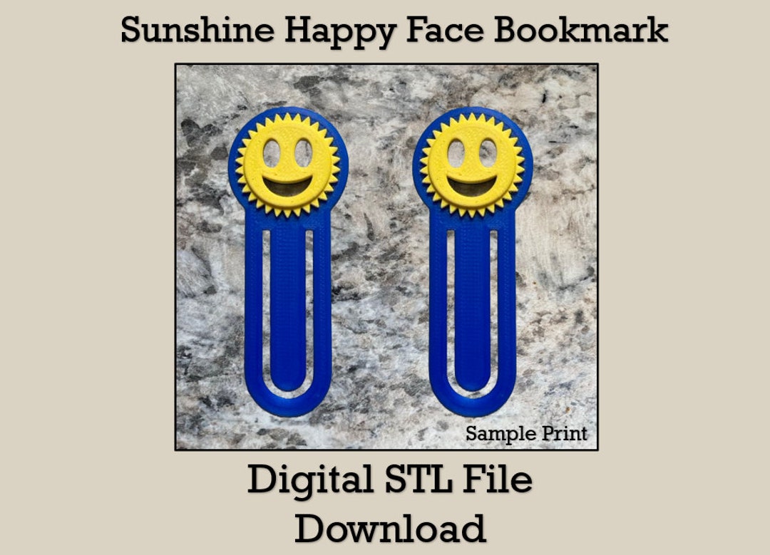 Sunshine Happy Face Bookmark - Download STL File for 3D Printing - Etsy