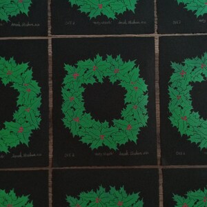 Holly Wreath Linocut Art Print | 8x10 Original Open Edition Print ...
