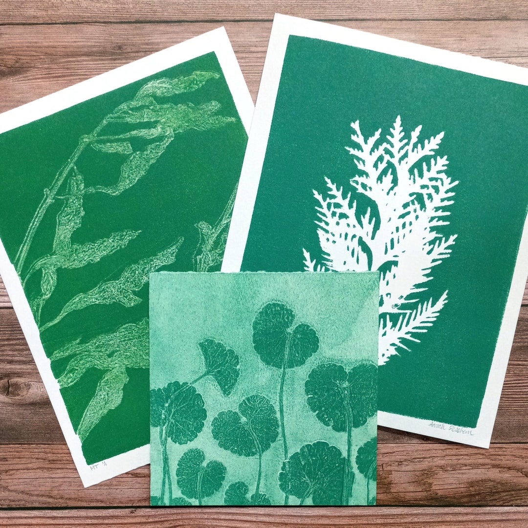 Green Natural Botanical Monoprint - Many Designs | 8x10 Original ...