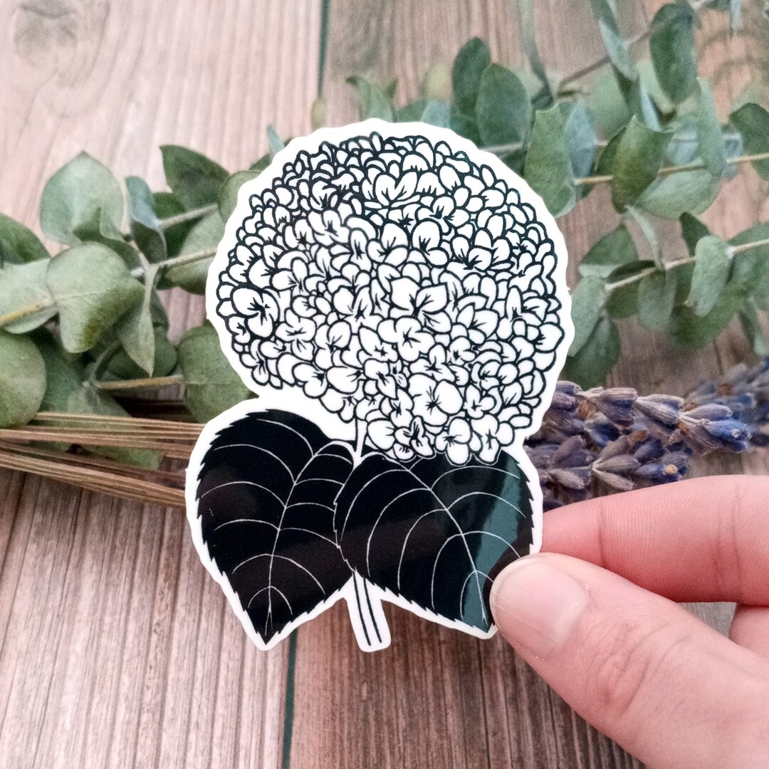 Hydrangea Flower Vinyl Sticker Based on Original Linocut Print | 3 Inch ...
