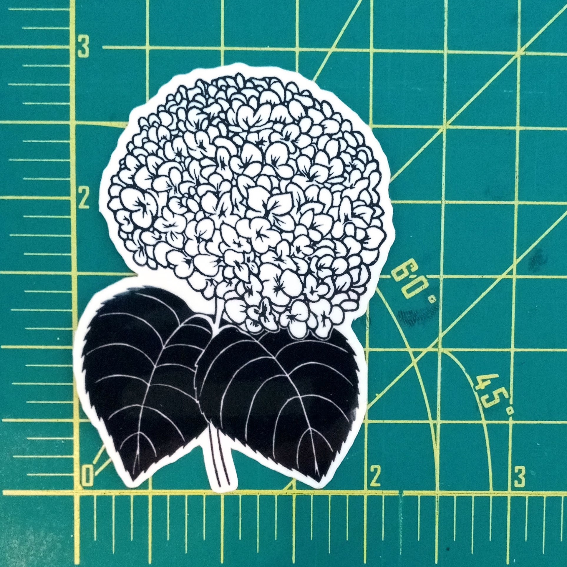 Hydrangea Flower Vinyl Sticker Based on Original Linocut Print | 3 Inch ...
