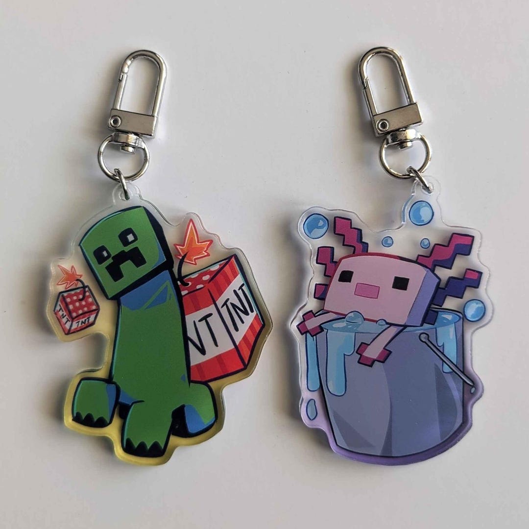 Minecraft Keychains (creeper/axolotl) - Etsy