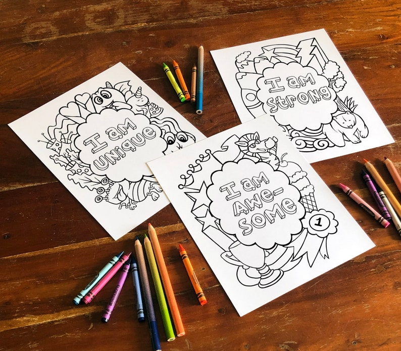 Positivity Coloring Pages Affirmational Inspirational - Etsy