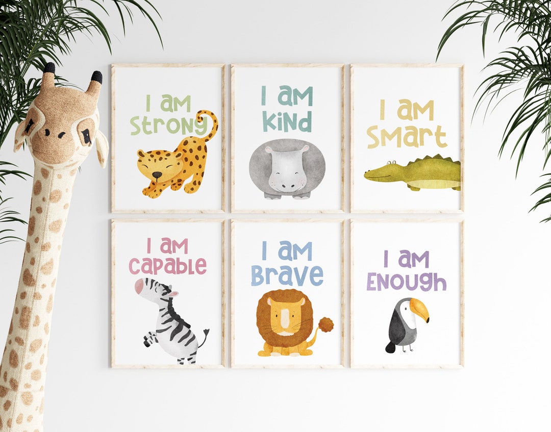 Inspirational Animal Affirmation Art Prints for Kids - Set of 6 - Etsy