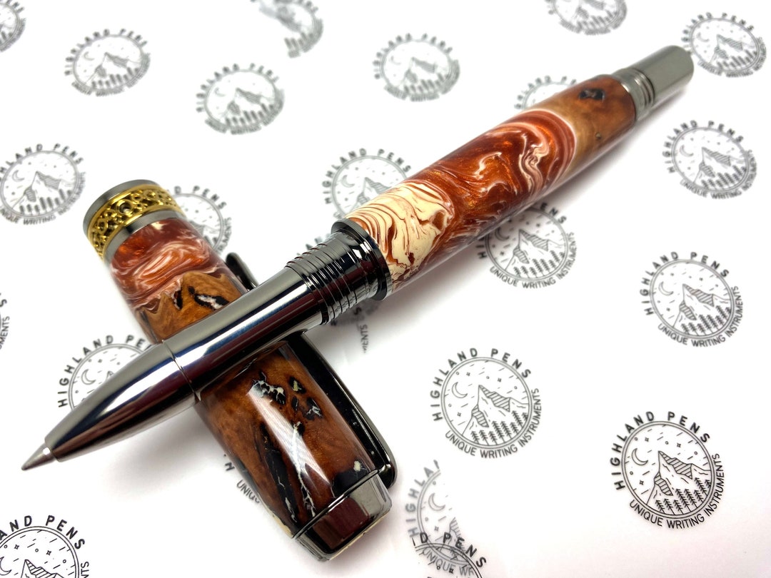 Rollerball Pen or Fountain Pen - Red Kite - Rhodium or 24ct Gold ...