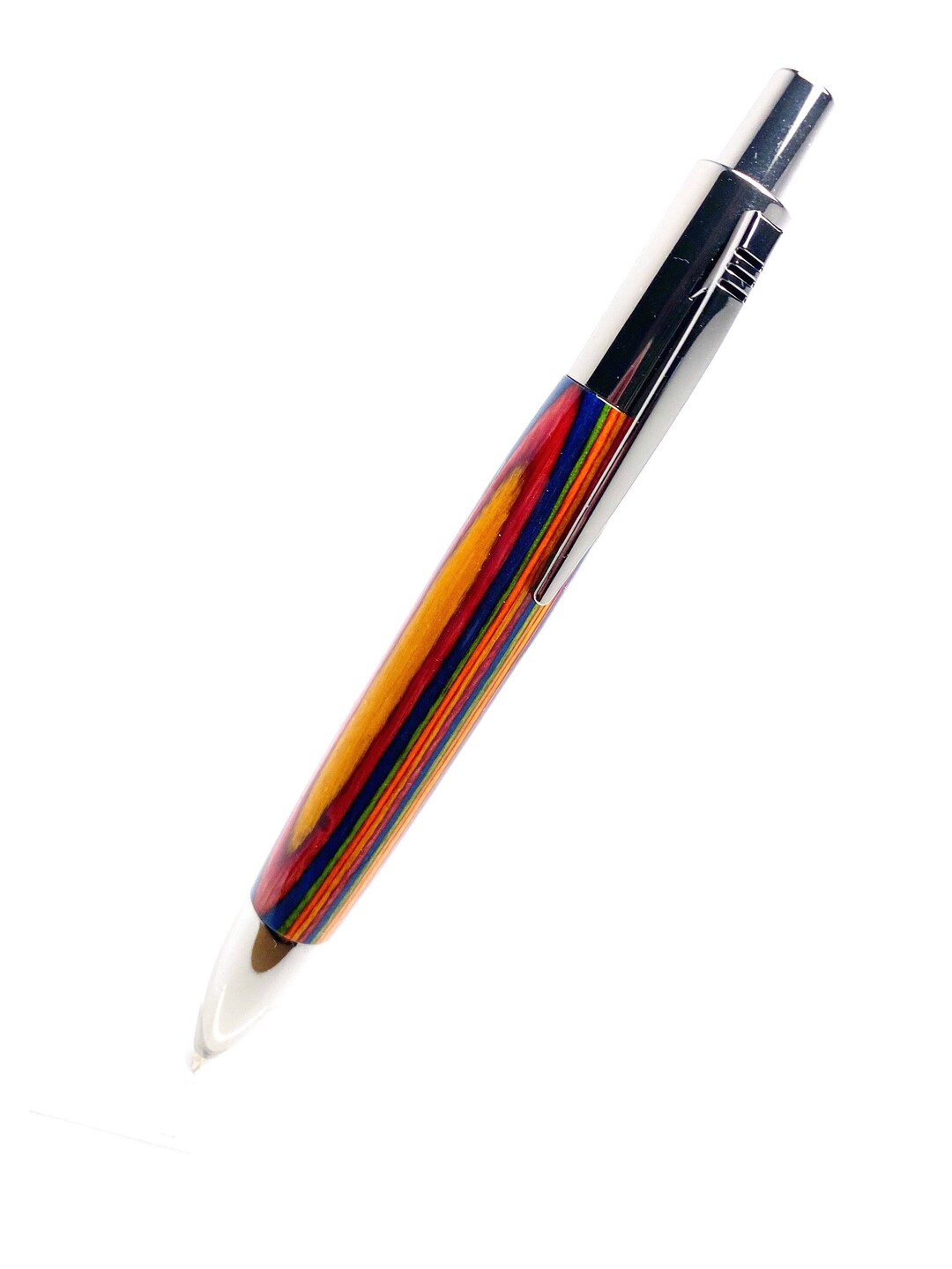 Rollerball Click Pen - Gunmetal and Spectral Rainbow Plywood - Etsy