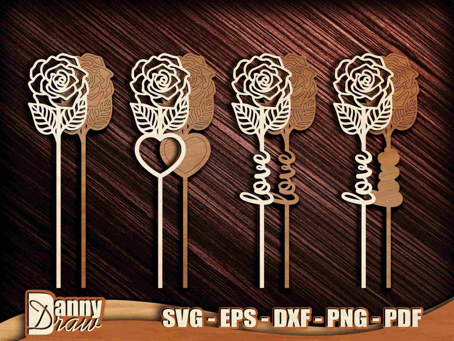 Rose, 2 Layers Laser Cut Svg, Rose Svg, Valentine Day, Flower Laser Cut ...