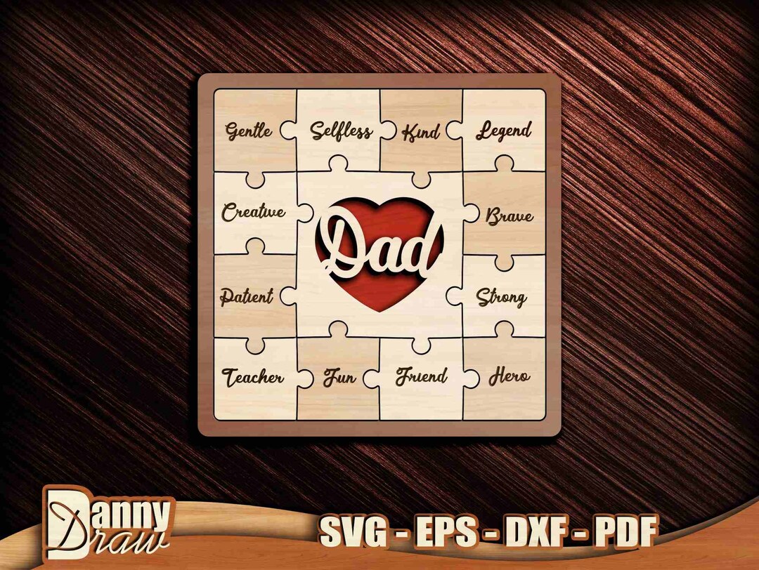 Dad Puzzle Svg, Dad Svg, 2 Layer Dad Sign, Dad Sign Cut File, Diy Svg ...