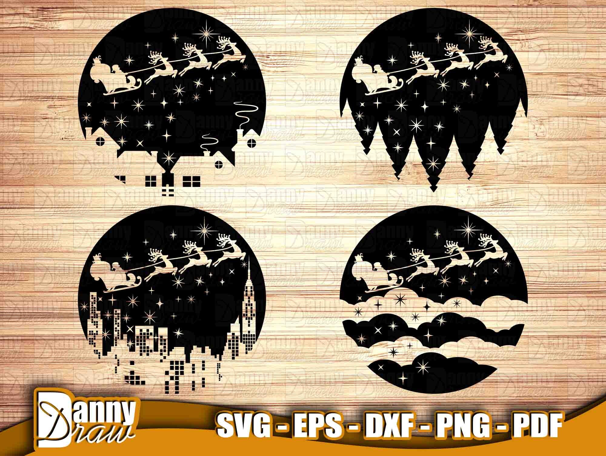 Christmas Scene With Santa Svg, Santa Bundle Svg, Christmas Scene Svg ...
