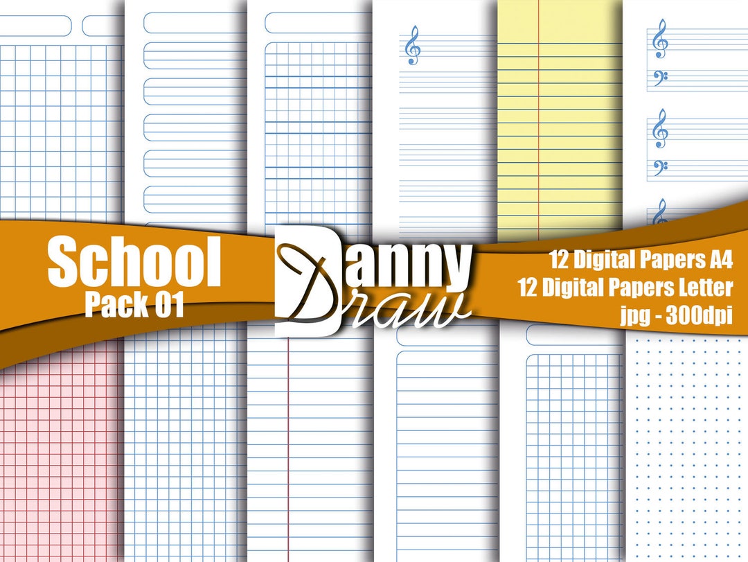 School Digital Papers, Handwriting Practice, Back to School, Lined ...