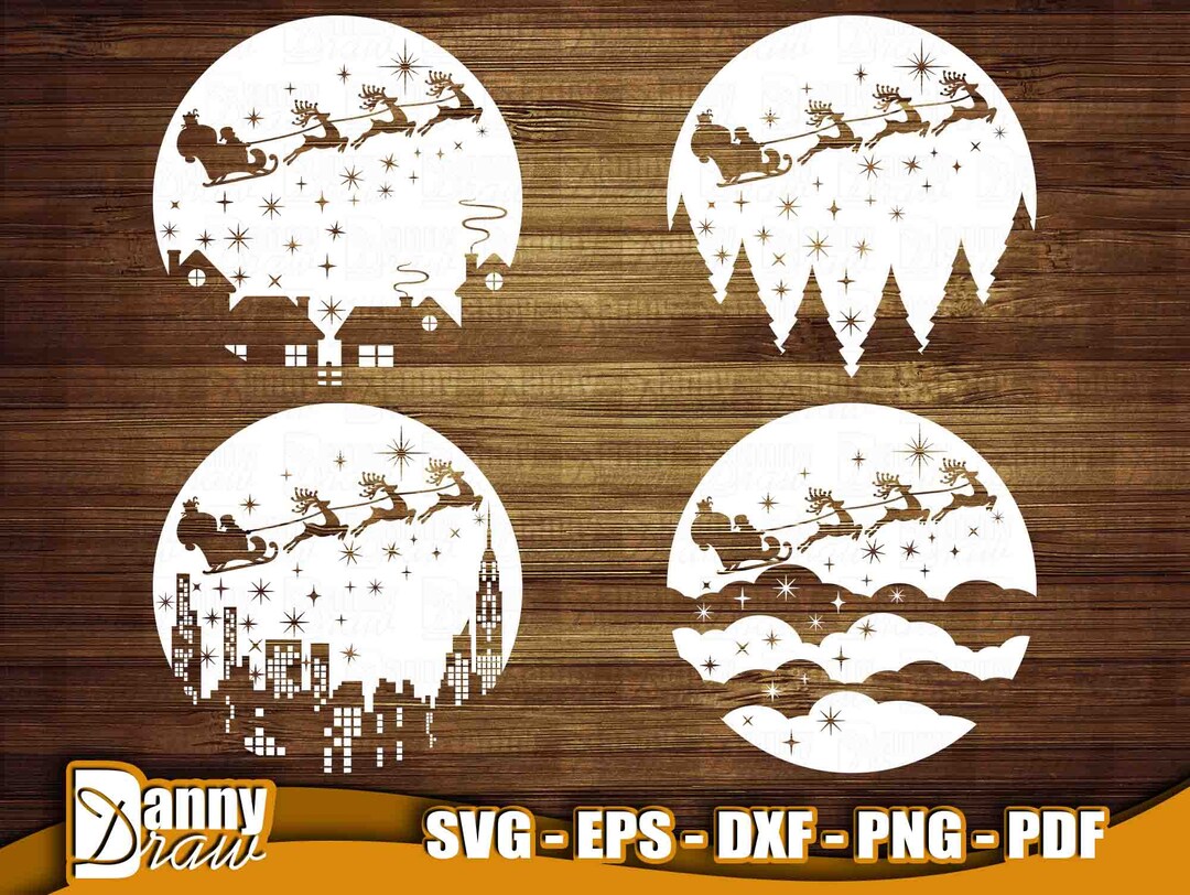 Christmas Scene With Santa Svg, Santa Bundle Svg, Christmas Scene Svg ...