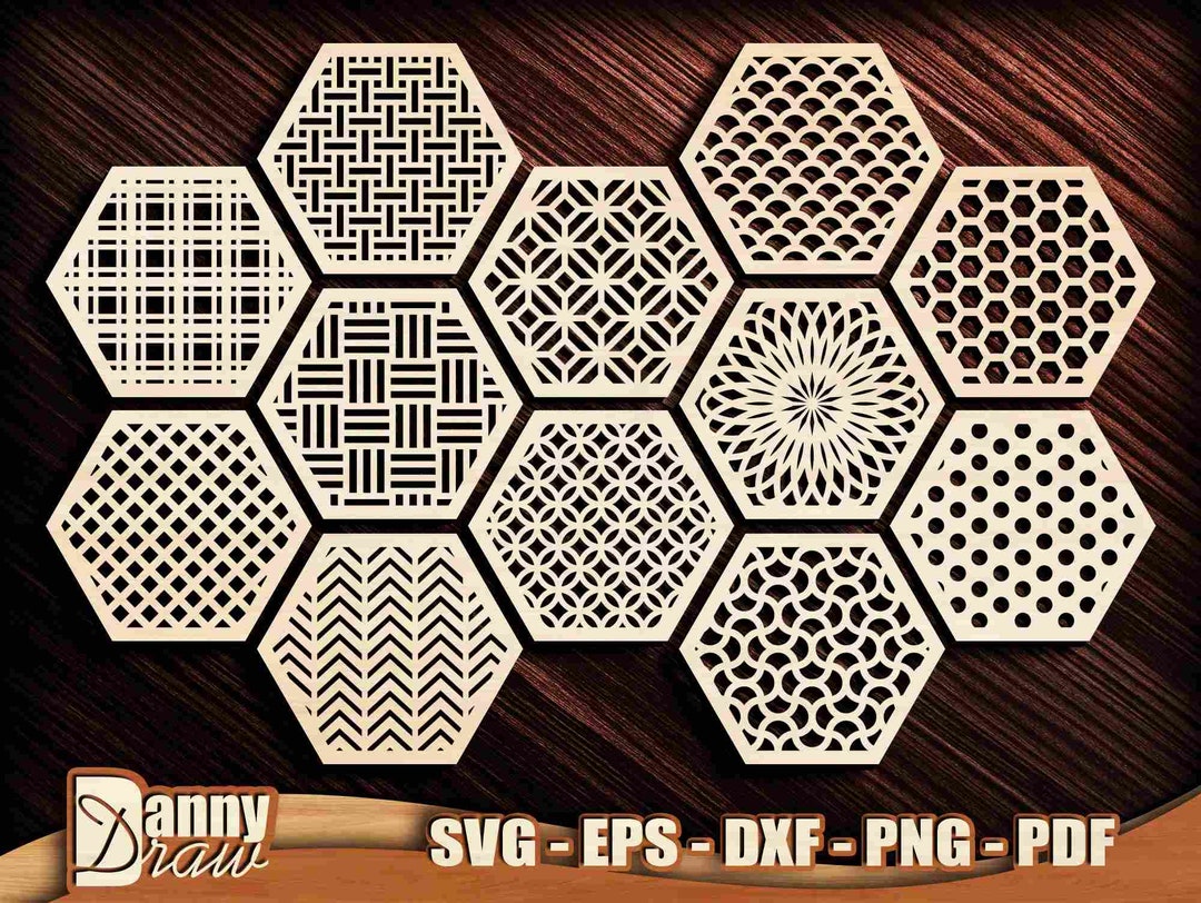 Hexagonal Coasters SVG, Coaster Grill Trivet Templates, Trivet ...