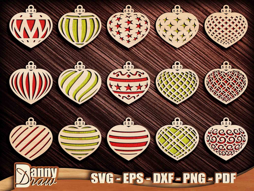 Christmas Hearts Svg, Christmas Decorations Cut Files, Christmas Tree ...