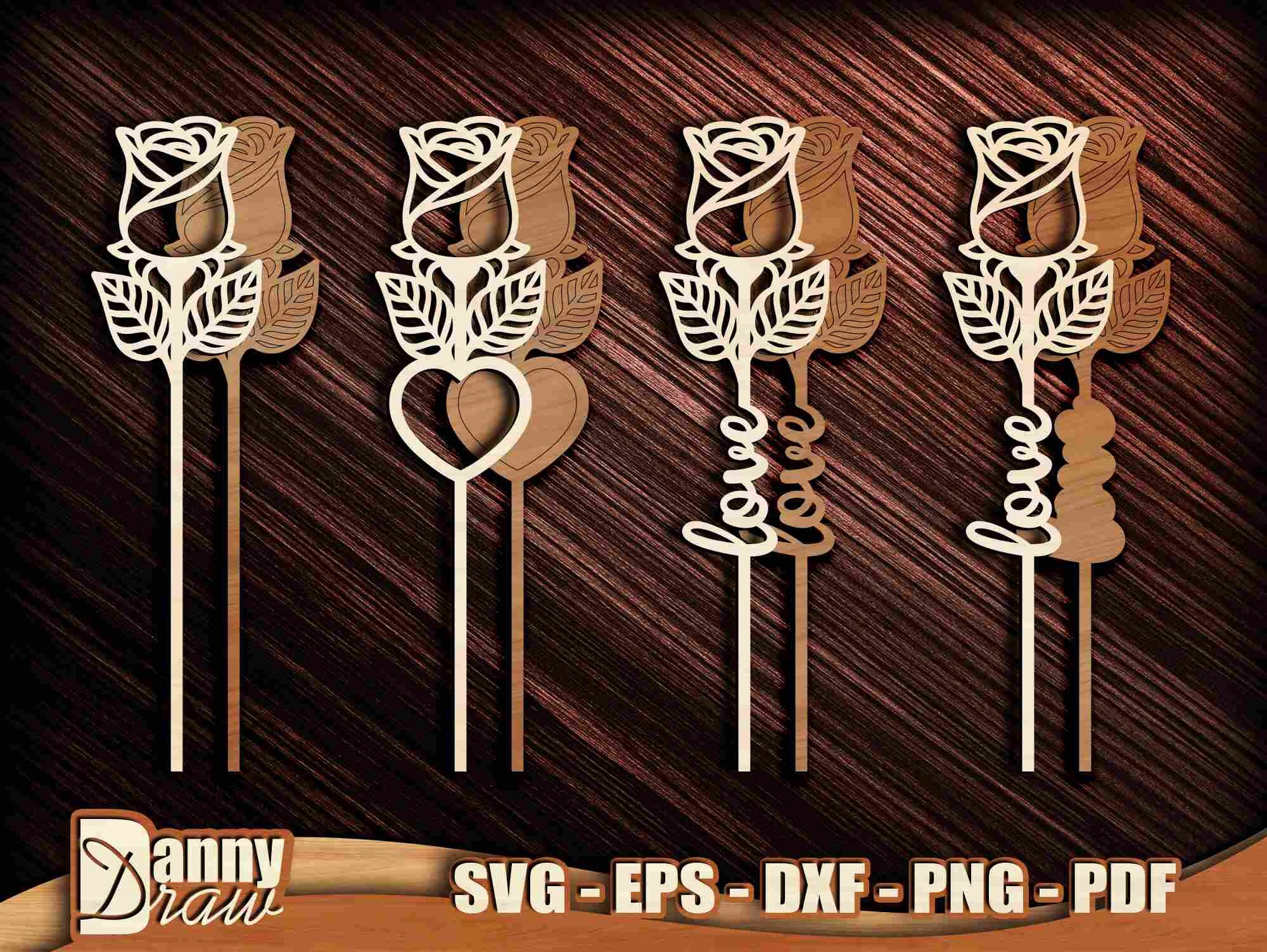 Rose 2 Layers Laser Cut Svg Rose Svg Valentine Day Flower - Etsy