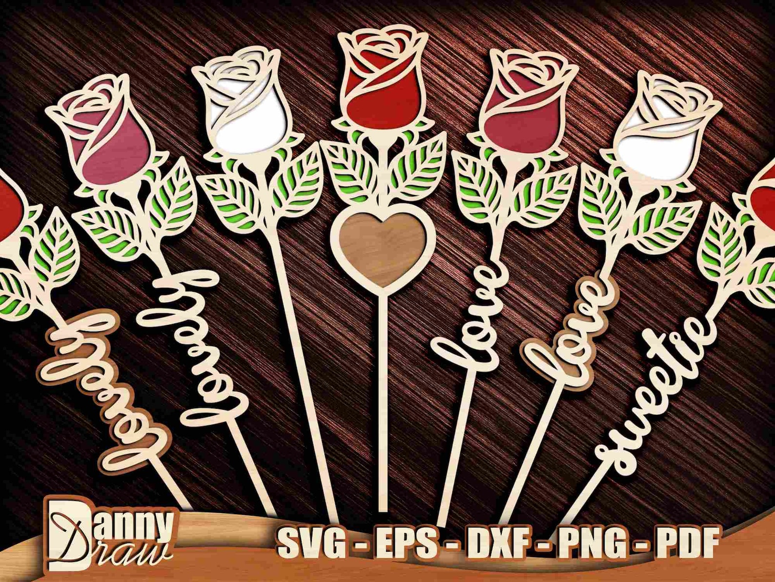 Rose, 2 Layers Laser Cut Svg, Rose Svg, Valentine Day, Flower Laser Cut ...