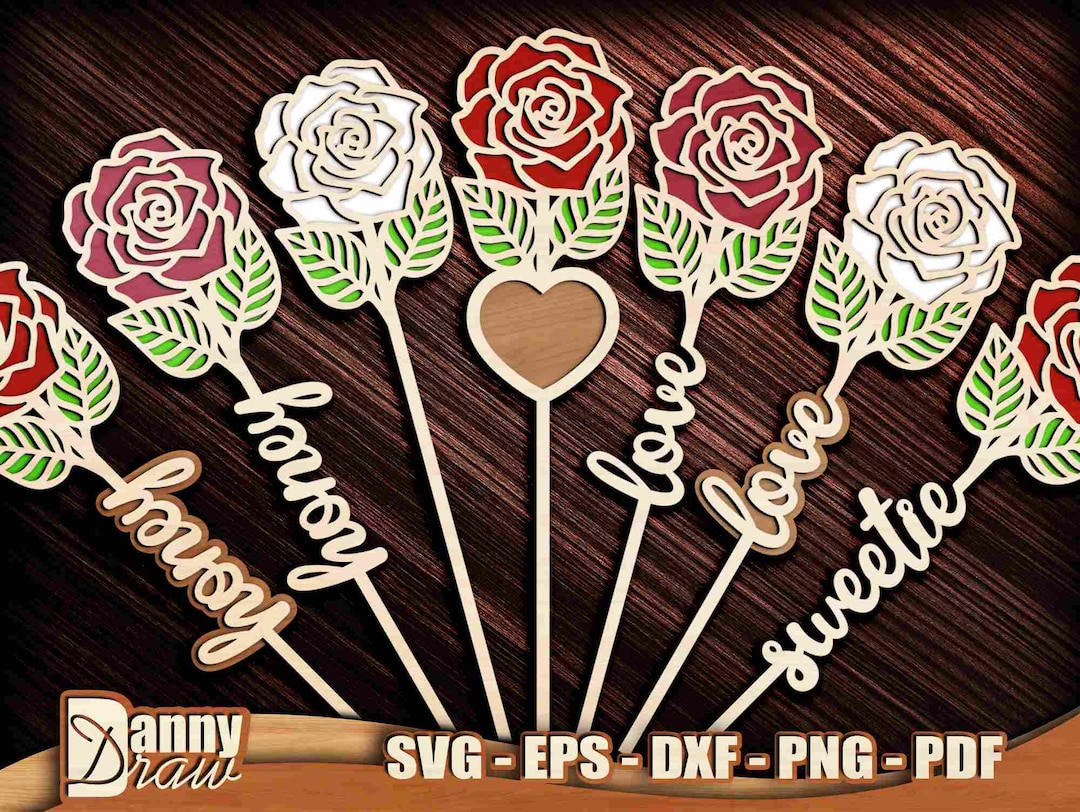 Rose, 2 Layers Laser Cut Svg, Rose Svg, Valentine Day, Flower Laser Cut ...