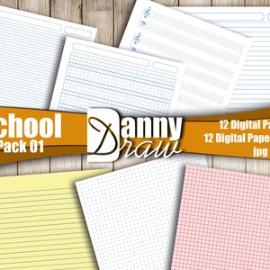 School Digital Papers, Handwriting Practice, Back to School, Lined ...