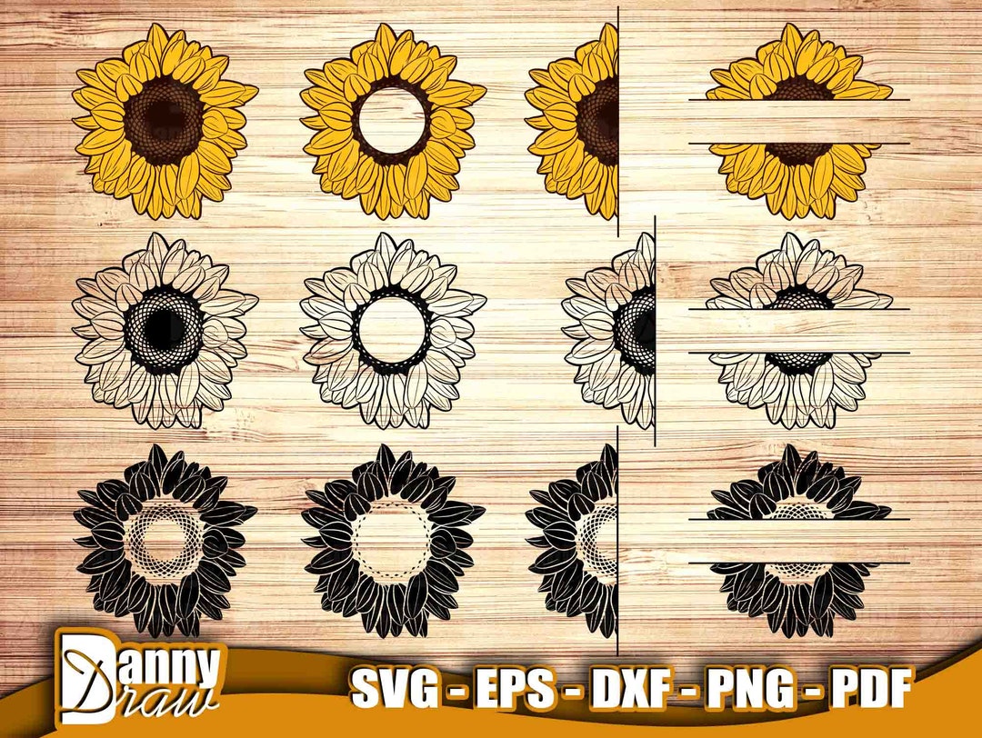 Sunflower Svg, Flower Svg, Sunflower Monogram Svg, Sunflower SVG Bundle ...