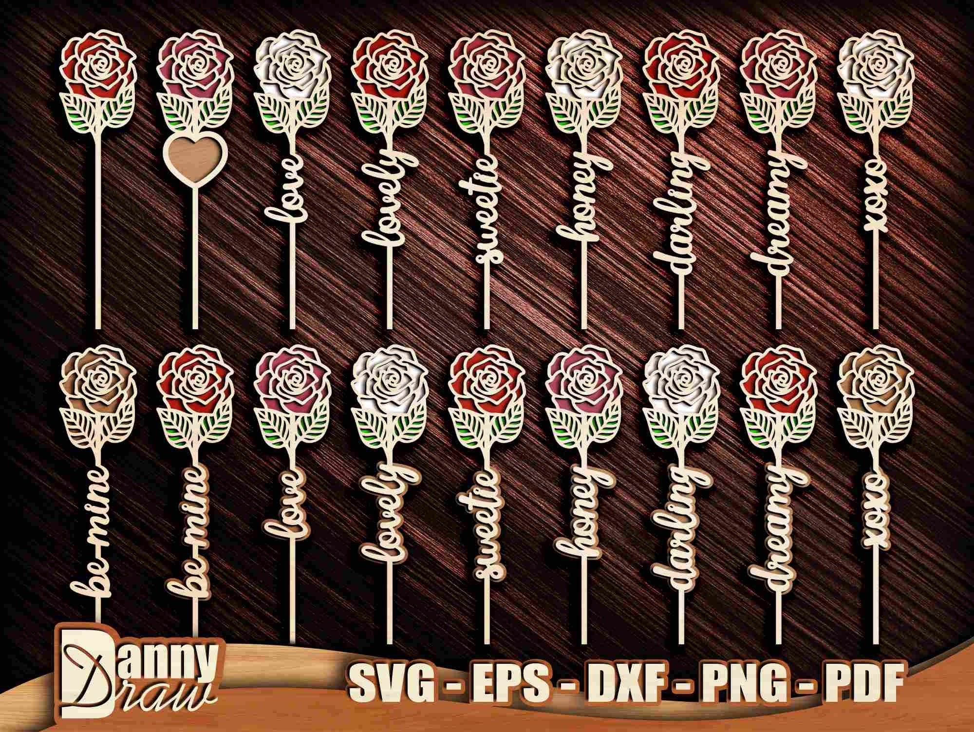 Rose 2 Layers Laser Cut Svg Rose Svg Valentine Day Flower - Etsy