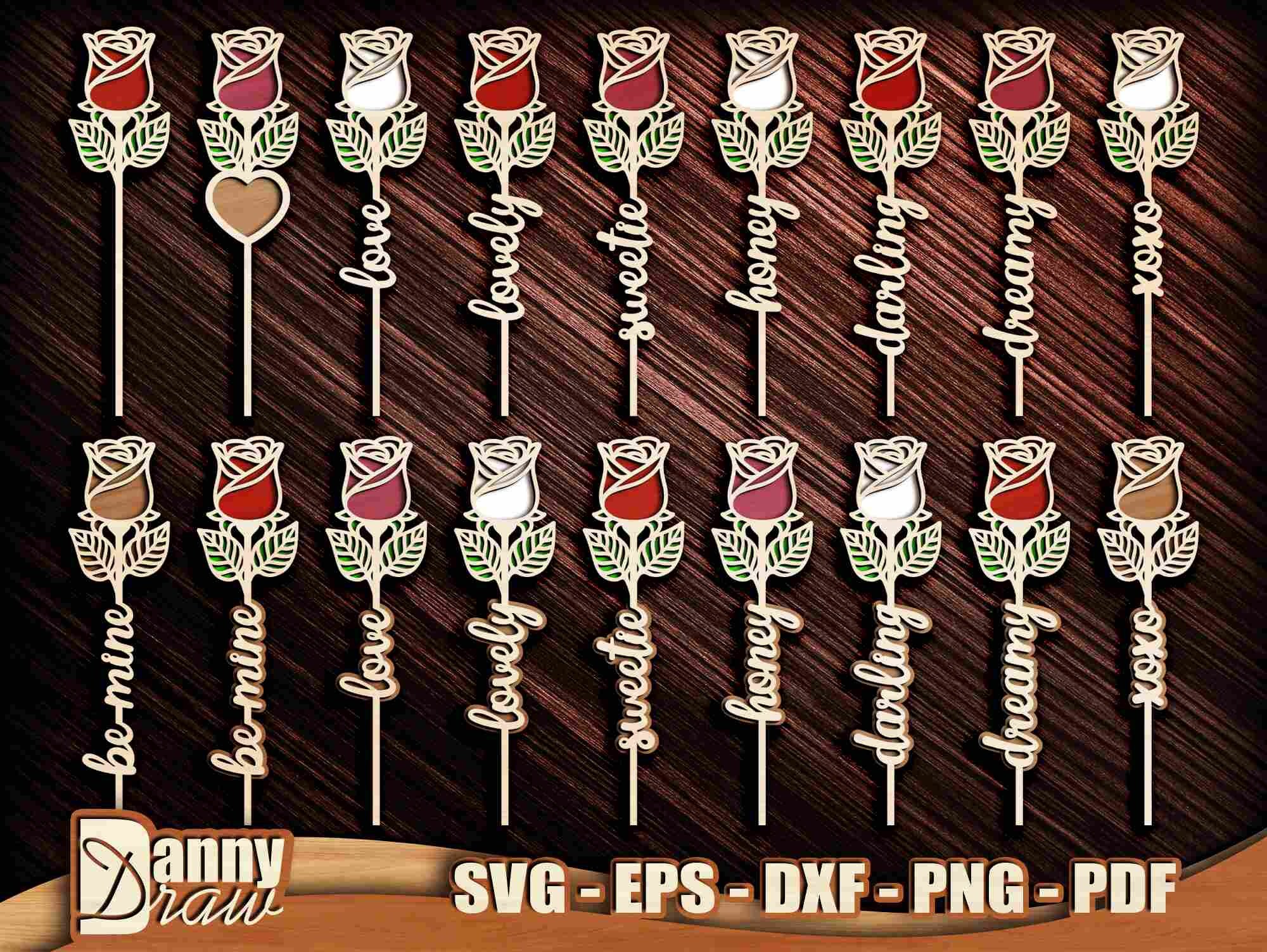 Rose 2 capas Laser cut svg Rose svg Día de San Valentín - Etsy México