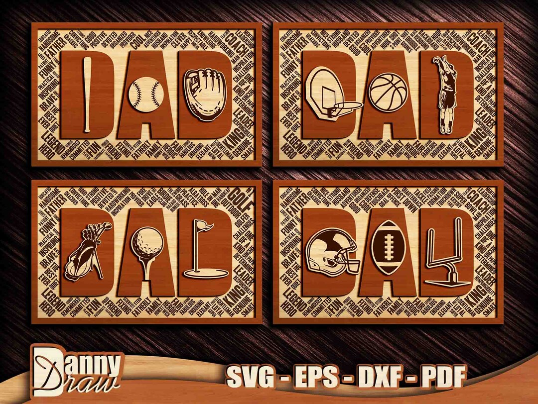 DAD Svg, DAD Sports Bundle Svg, Father's Day, Football. Golf, Baseball ...