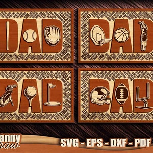DAD Svg, DAD Sports Bundle Svg, Father's Day, Football. Golf, Baseball ...
